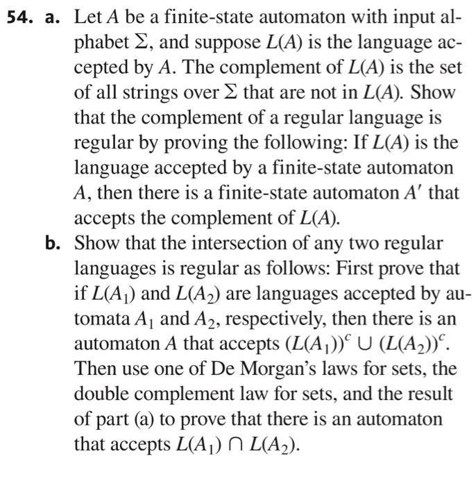 Solved 4. a. Let A be a finite-state automaton with input | Chegg.com