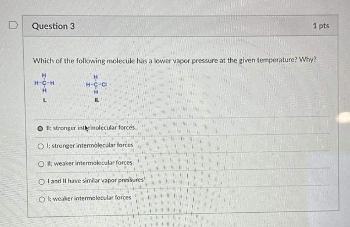 Solved Question 31 ﻿ptsWhich of the following molecule has a | Chegg.com