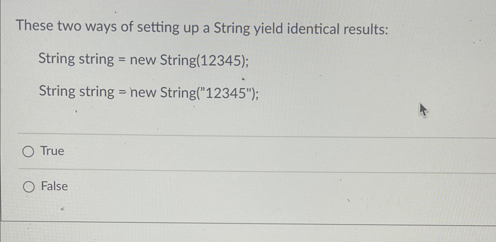 Solved These two ways of setting up a String yield identical | Chegg.com