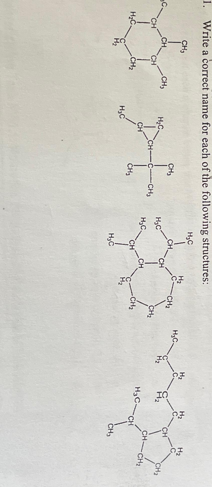 Solved Write a correct name for each of the following | Chegg.com