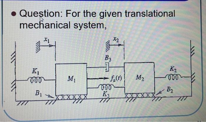 Solved • Question: For the given translational mechanical | Chegg.com Solved • Question: For the given translational mechanical | Chegg.com