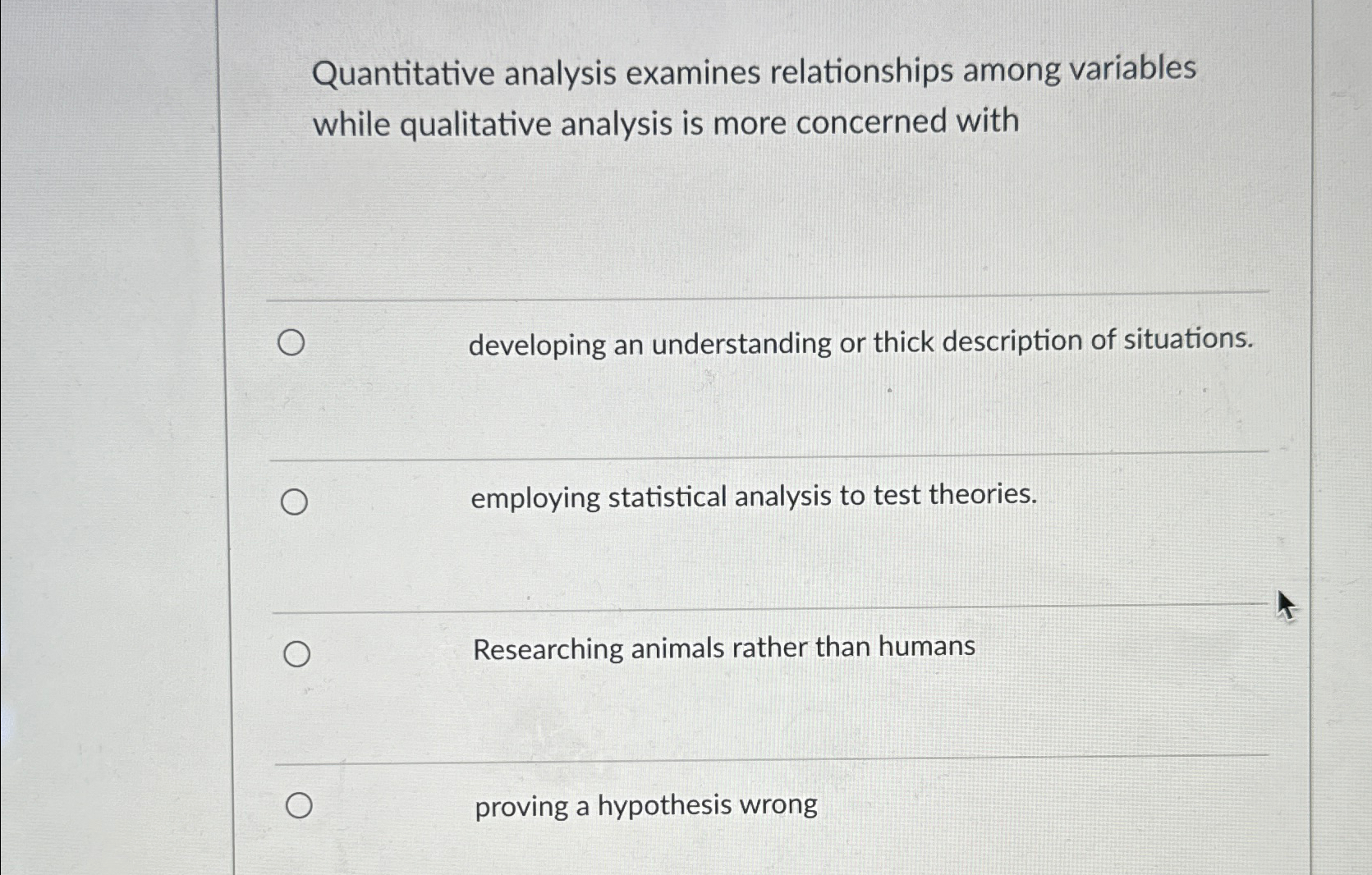 Solved Quantitative analysis examines relationships among | Chegg.com