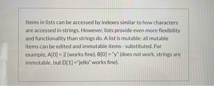 Solved Problem 1 Lists. A list is a data collection that | Chegg.com