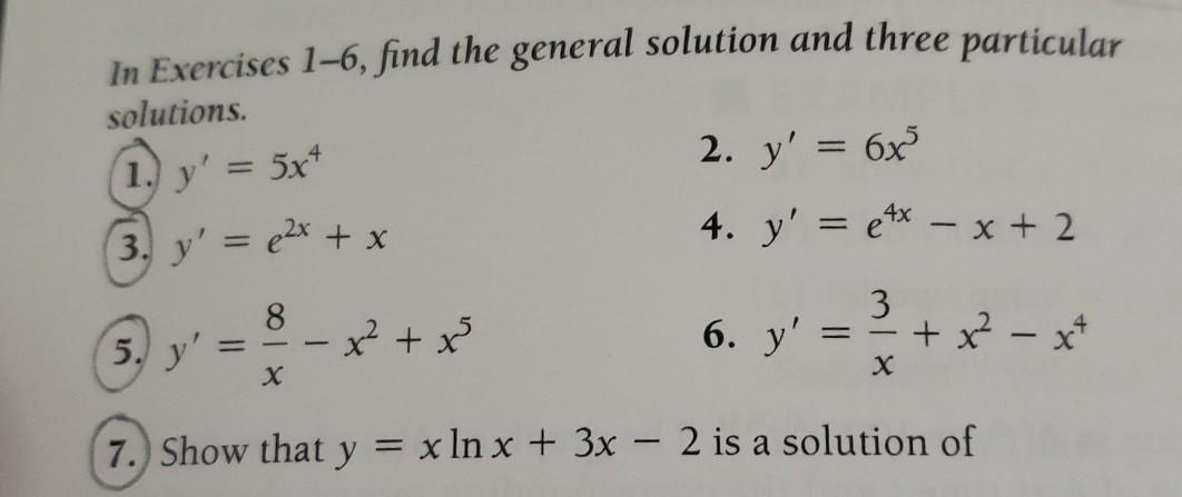 Solved In Exercises 1-6, find the general solution and three | Chegg.com