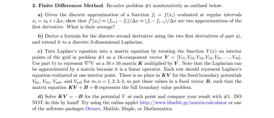 Solved 2 Finite Differences Method Re Solve Problem 1 8621