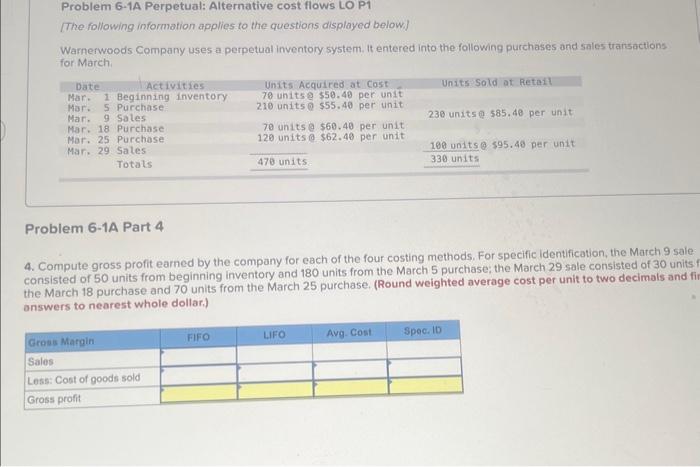 Solved Problem 6-1A Perpetual: Alternative cost flows LO P1 | Chegg.com
