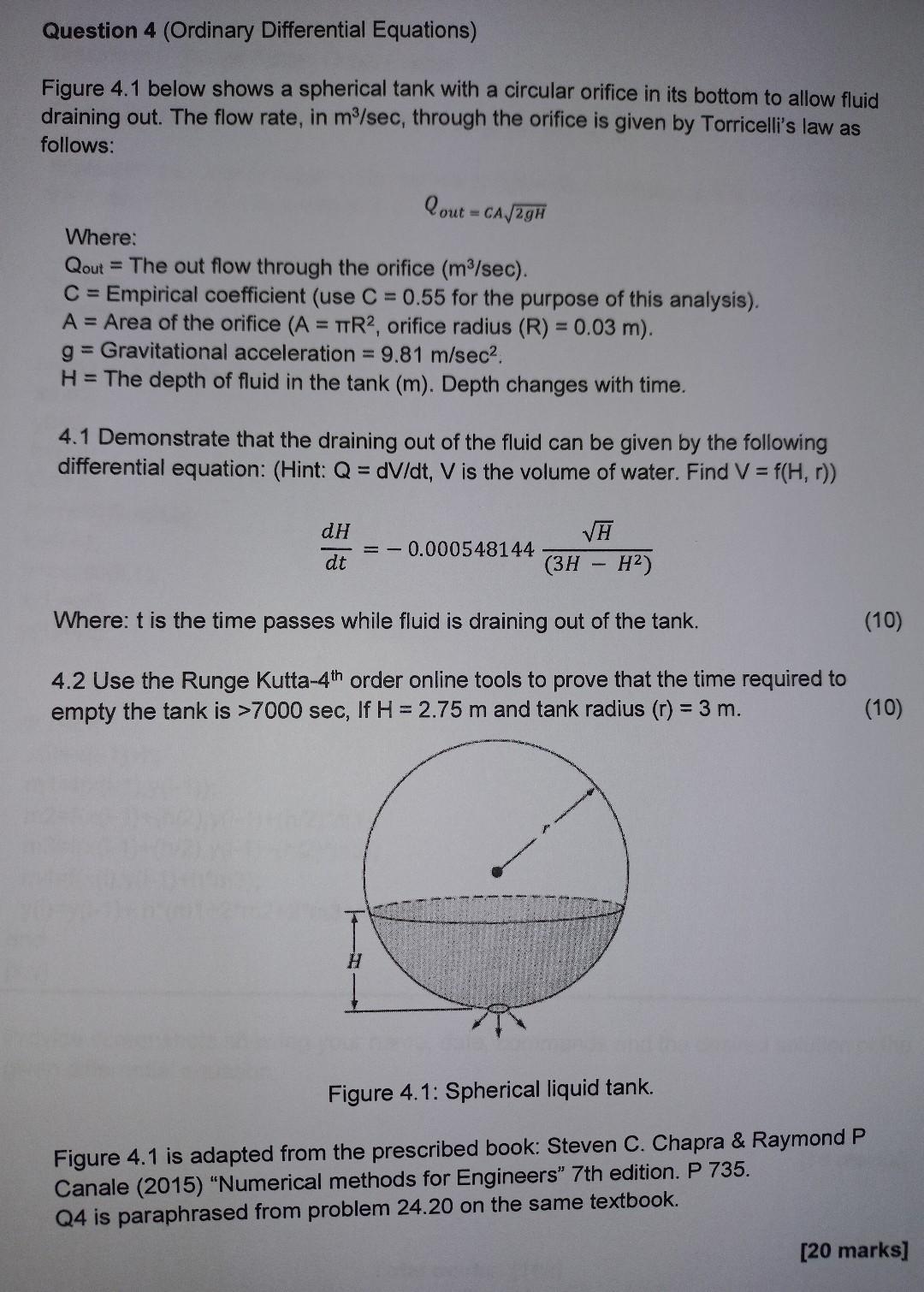 Solved Question 4 (Ordinary Differential Equations) Figure | Chegg.com