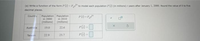 Solved (a) Write a function of the form P(t)=P0e it to model | Chegg.com