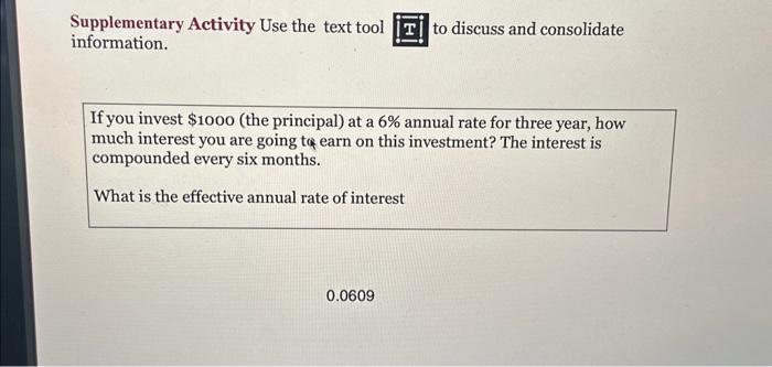 Solved Supplementary Activity Use the text tool information. | Chegg.com