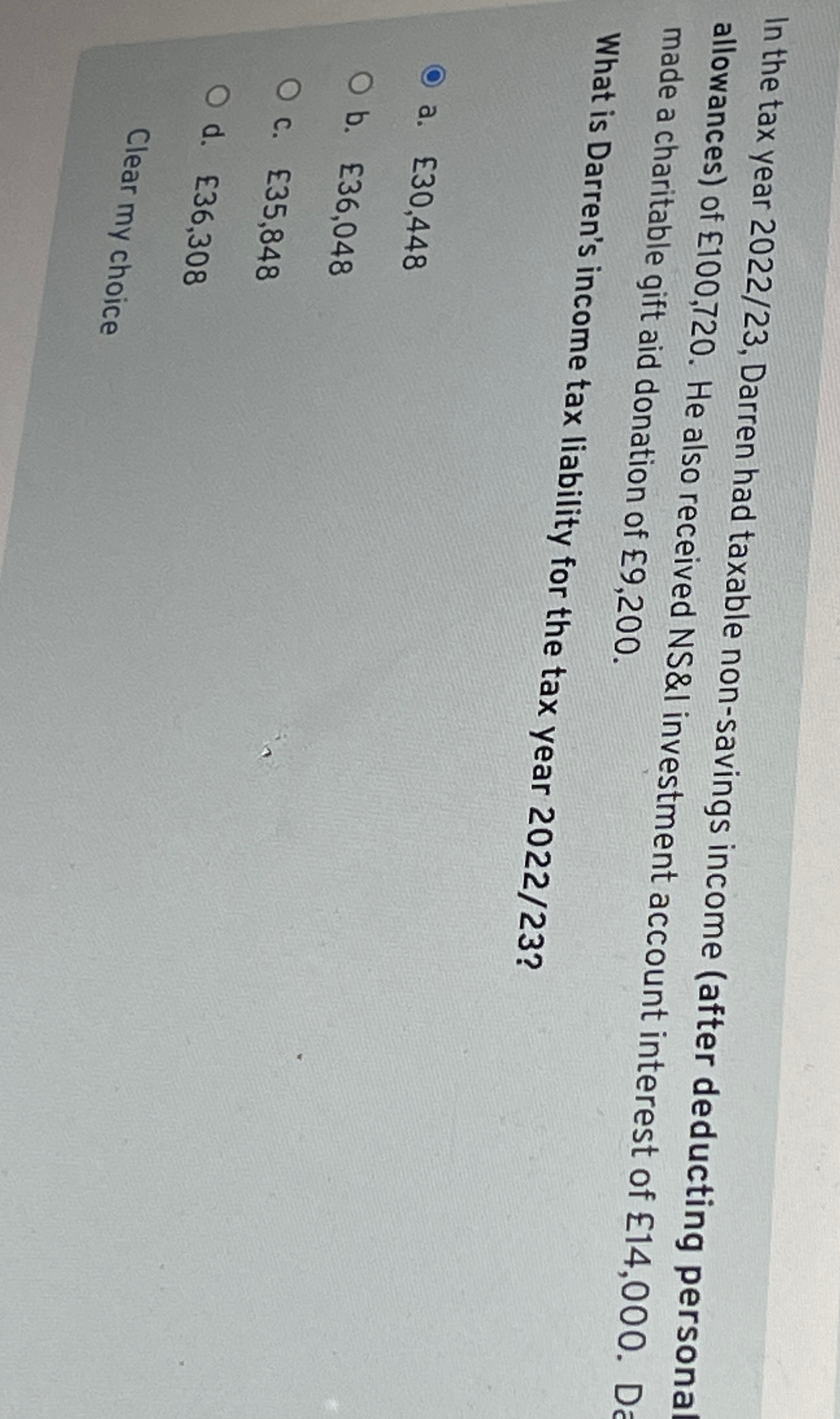 Solved In the tax year 2022/23, ﻿Darren had taxable | Chegg.com