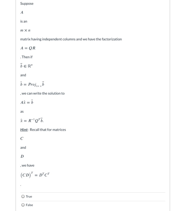 Solved Suppose А Is An Mxn Matrix Having Independent Columns