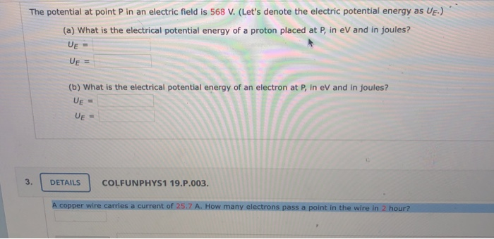 Solved The potential at point Pin an electric field is 568 | Chegg.com