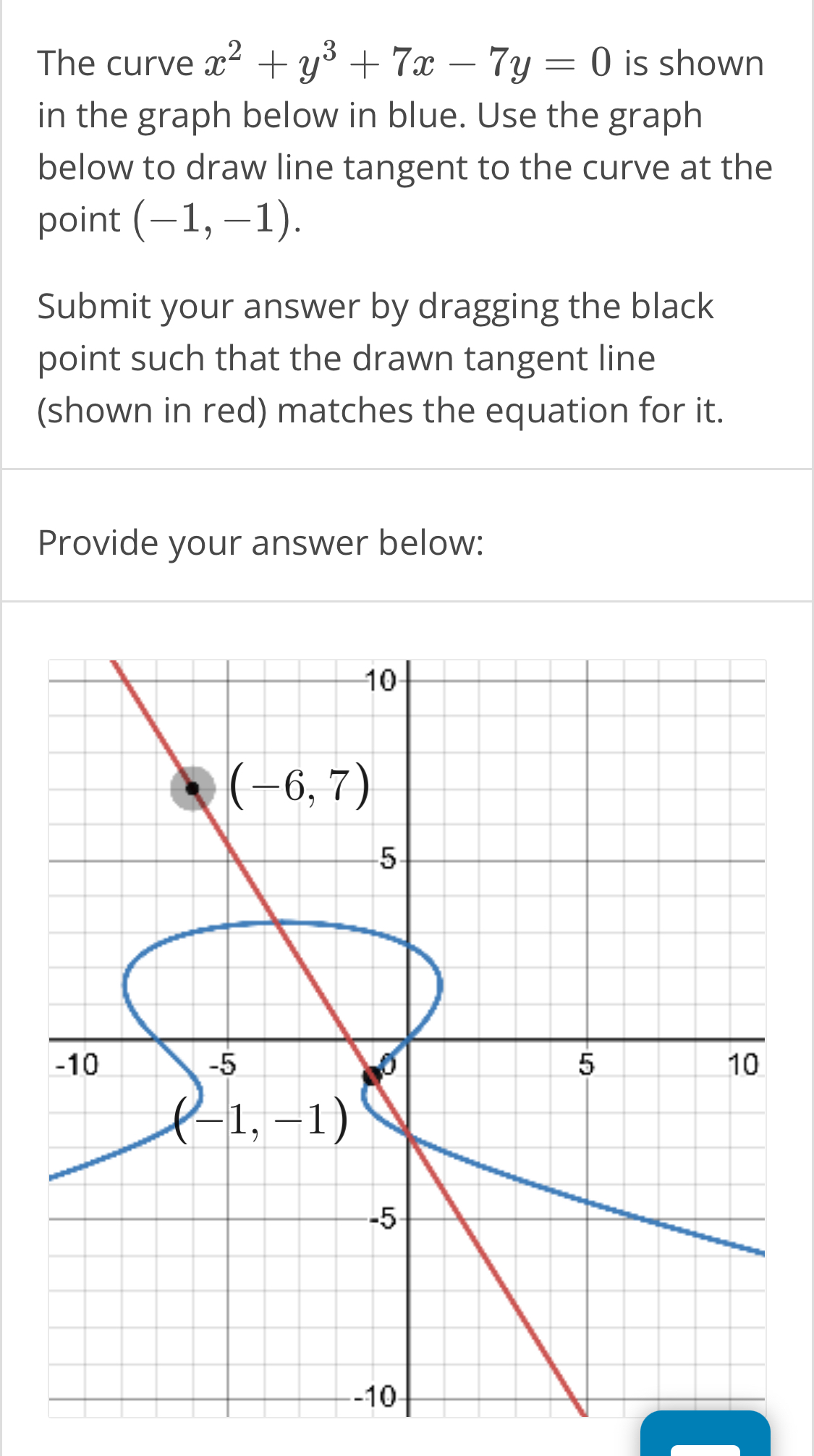 Solved The curve x2+y3+7x-7y=0 ﻿is shown in the graph below | Chegg.com