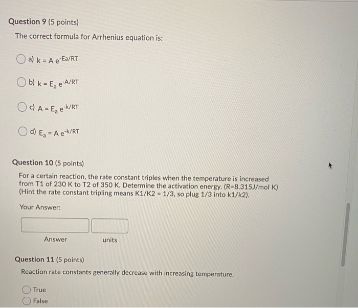 Solved Question 4 5 Points Molecular Collision Only