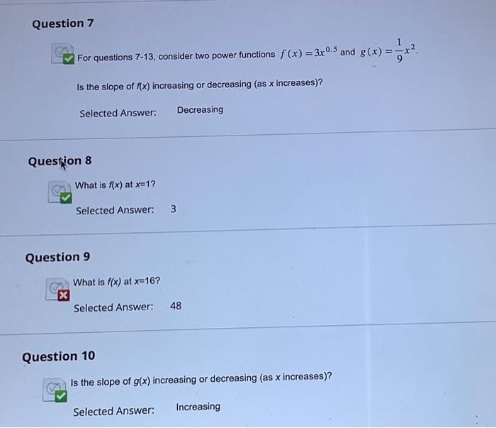 Solved For questions 7−13, consider two power functions | Chegg.com