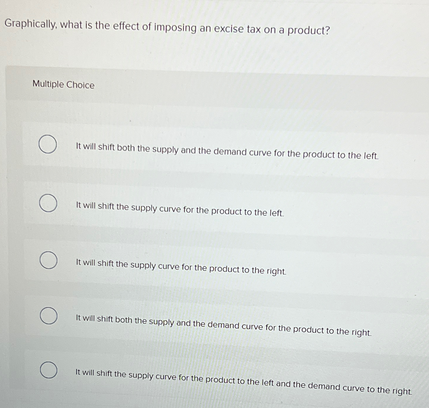 Solved Graphically, what is the effect of imposing an excise | Chegg.com