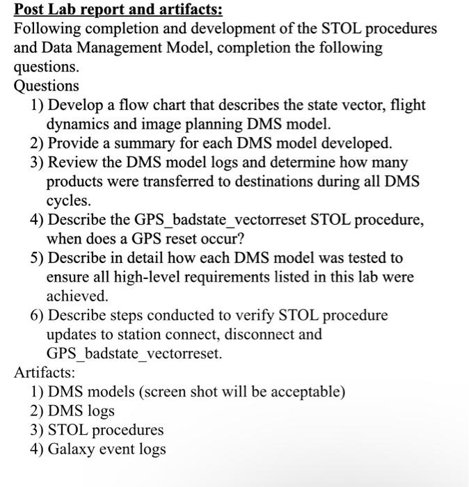 Solved Post Lab report and artifacts: Following completion | Chegg.com
