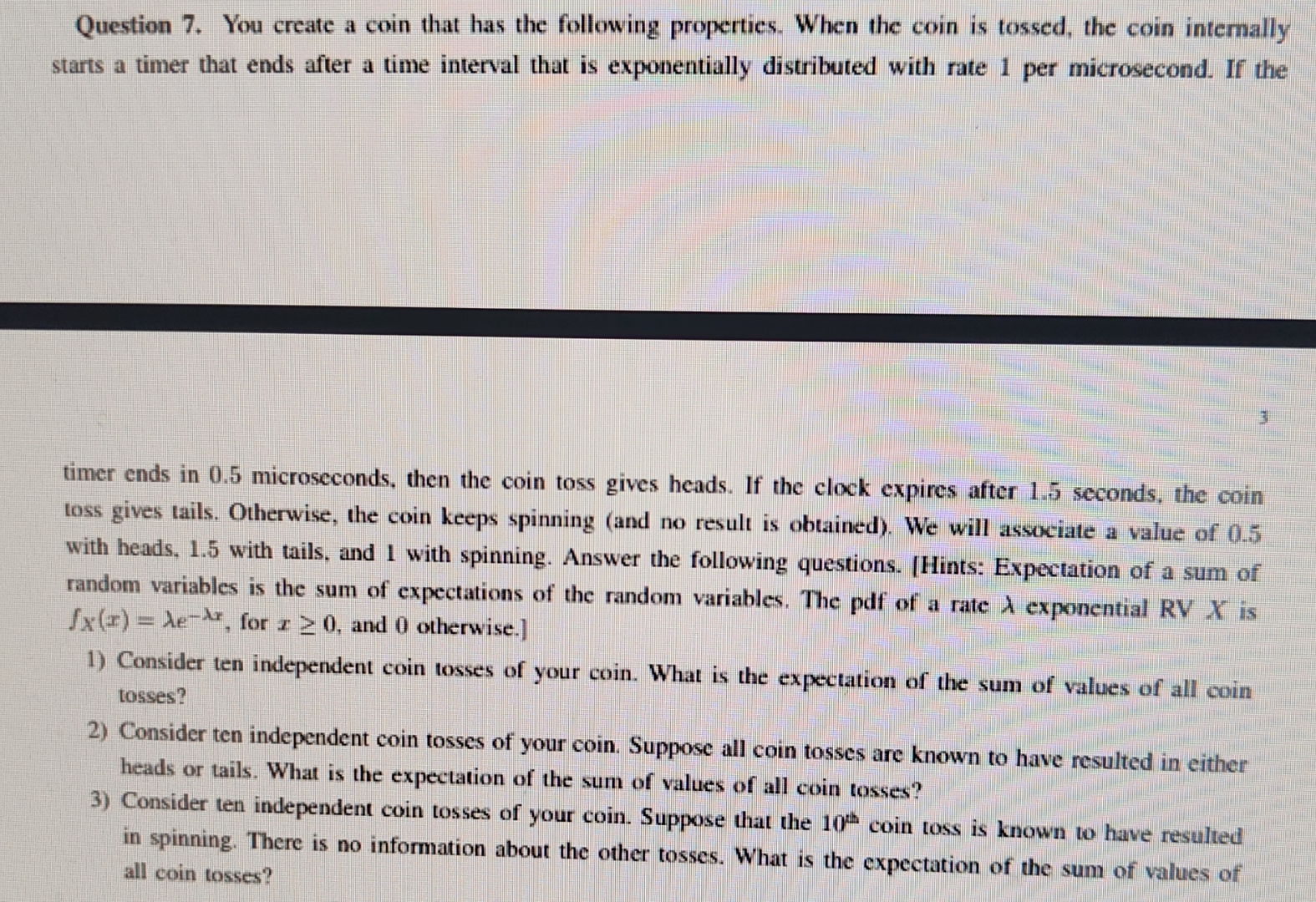 Solved Question 7. ﻿You create a coin that has the following | Chegg.com