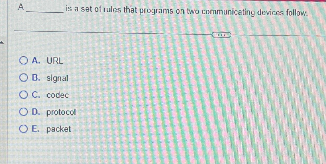 Solved A ﻿is a set of rules that programs on two | Chegg.com