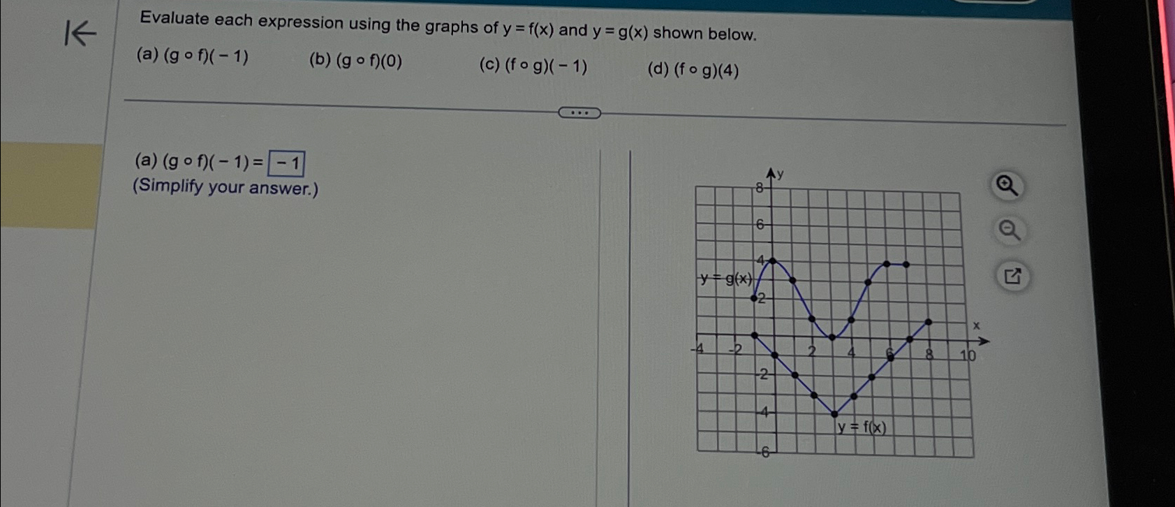 Solved Evaluate each expression using the graphs of y=f(x) | Chegg.com