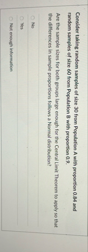 Solved Consider taking random samples of size 30 ﻿from | Chegg.com