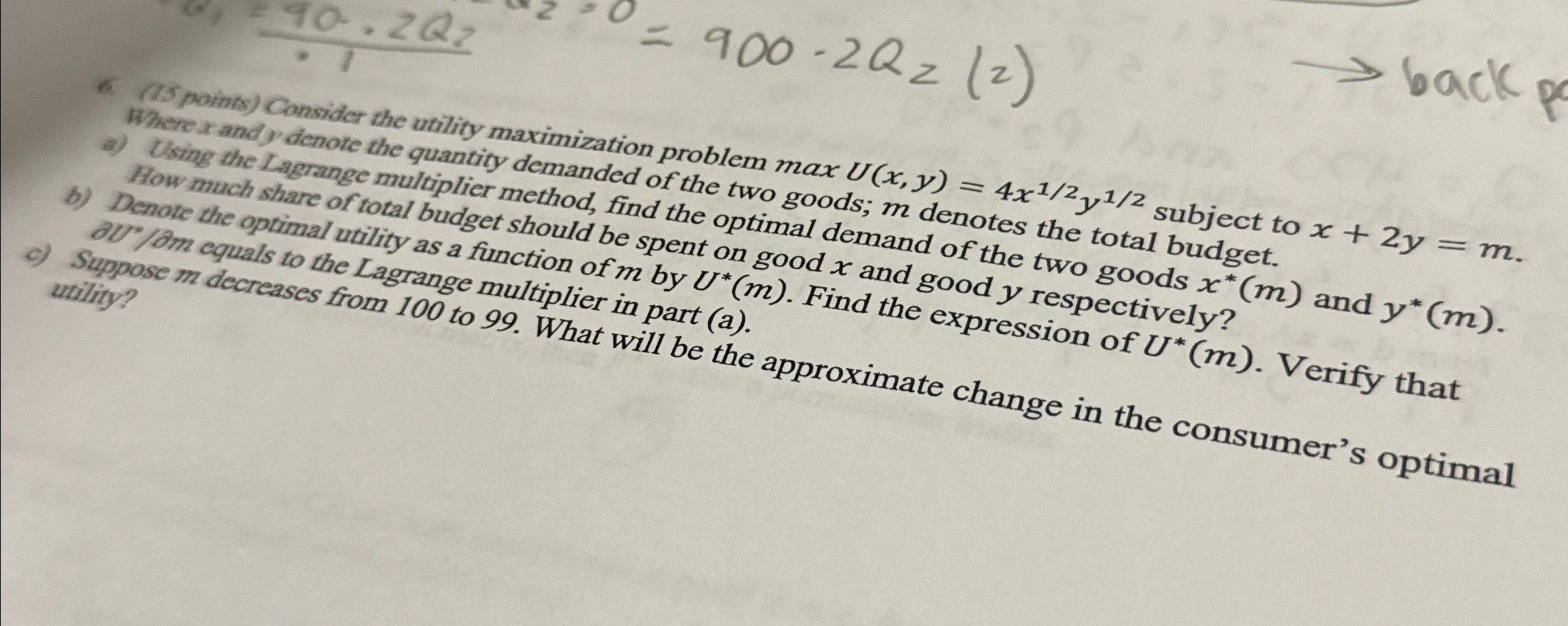 Solved (is points) ﻿Consider the utility maximization | Chegg.com