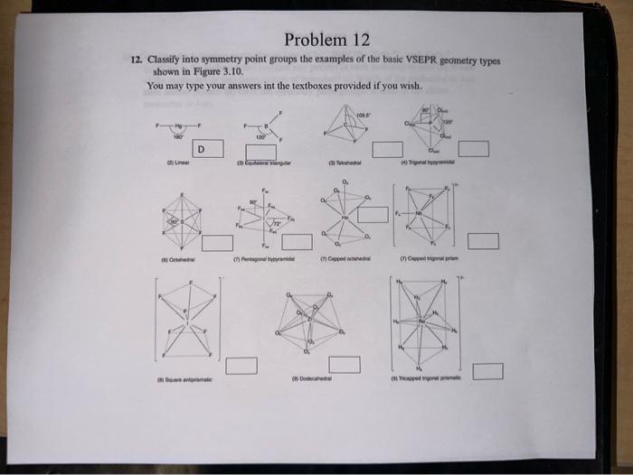 Solved 12. Classify into symmetry point groups the examples | Chegg.com