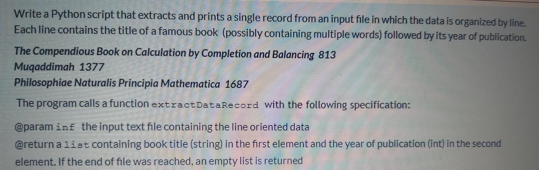 Solved Write A Python Script That Extracts And Prints A 9074