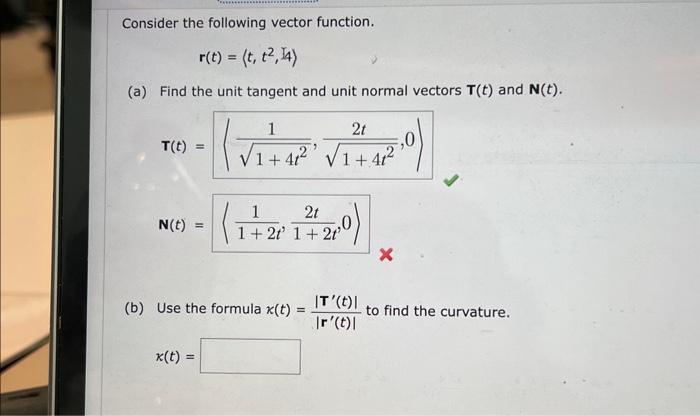 Solved Consider the following vector function. | Chegg.com