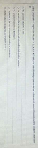 Solved In the simple linear regression model Y=β0 β1x E, | Chegg.com