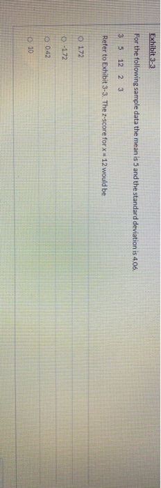Solved Exhibit 3-3 For the following sample data the mean is | Chegg.com
