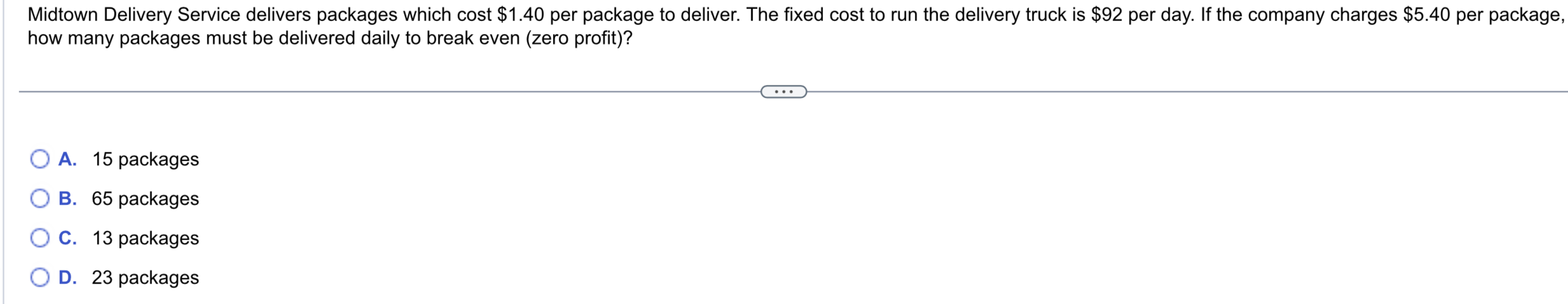 Solved Midtown Delivery Service delivers packages which cost | Chegg.com