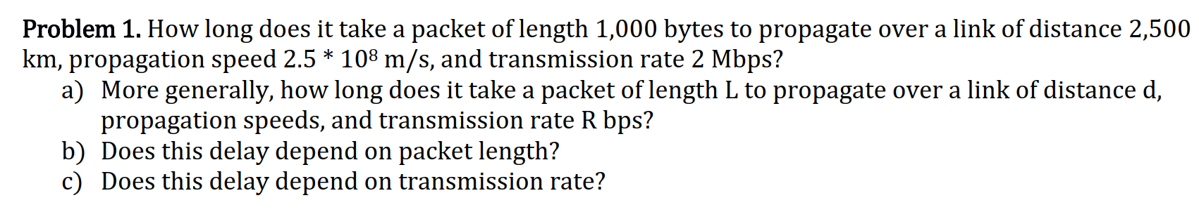 Solved Problem 1. ﻿How long does it take a packet of length | Chegg.com