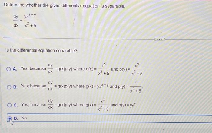 Solved Determine Whether The Given Differential Equation Is