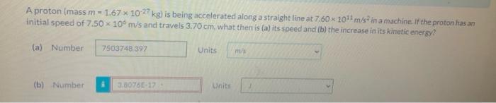 Solved A proton (mass m - 1.67* 10-27 kg) is being | Chegg.com