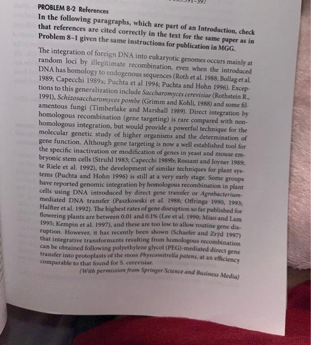 Solved PROBLEM 8-2 References In the following paragraphs, | Chegg.com