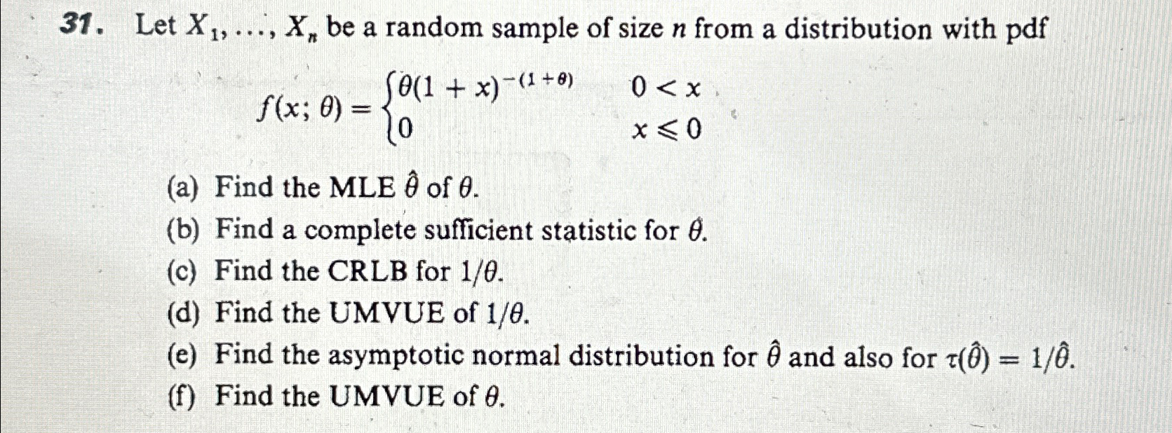 Solved Let x1,dots,xn ﻿be a random sample of size n ﻿from a | Chegg.com