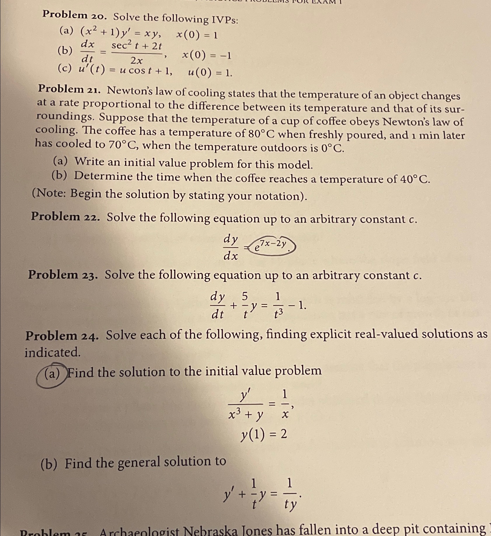 Solved Problem 20. ﻿Solve the following | Chegg.com
