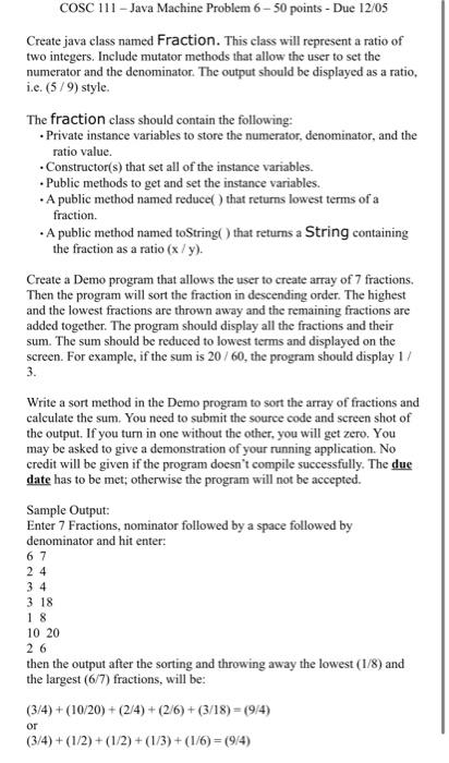 Solved Cosc 111 Java Machine Problem 6 50 Points Due