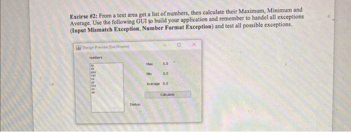 Solved Excirse \#2: From a text area get a list of numbers, | Chegg.com