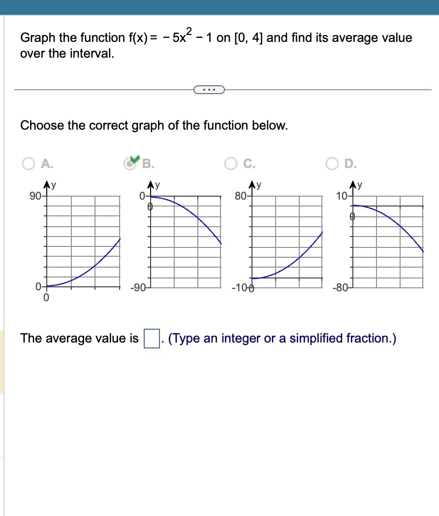 Solved Graph the function f(x)=-5x2-1 ﻿on 0,4 ﻿and find its | Chegg.com