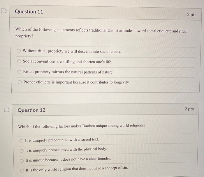 Solved Question 11 2 pts Which of the following statements | Chegg.com
