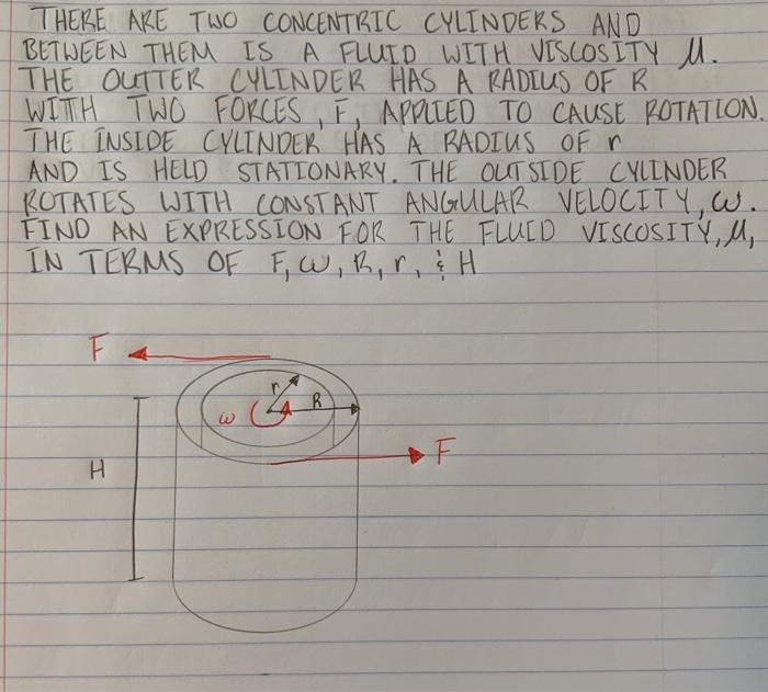 Solved THERE ARE TWO CONCENTRIC CYLINDERS AND BETWEEN THEM | Chegg.com