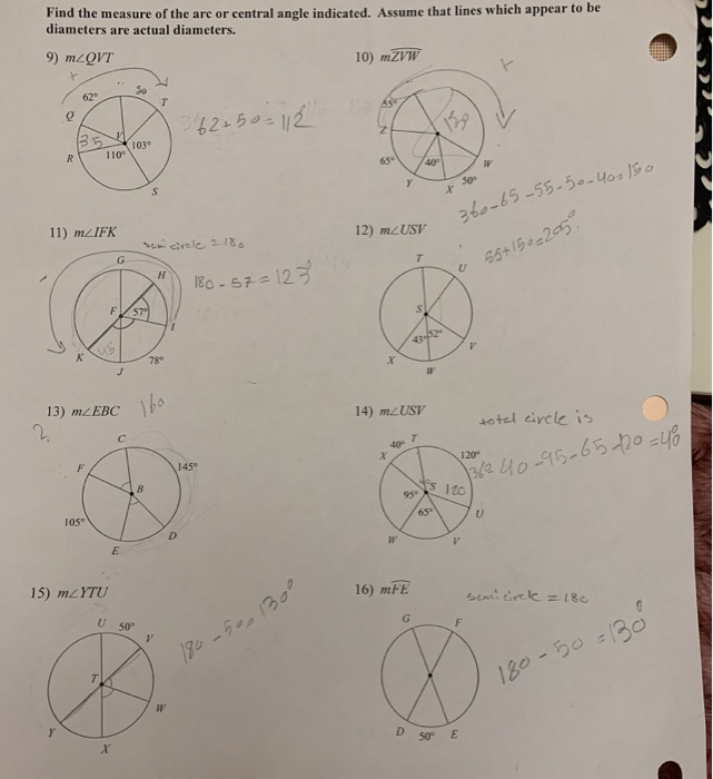 Solved Find the measure of the are or central angle | Chegg.com