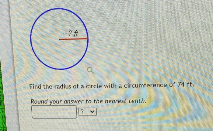 Solved ? ft a Find the radius of a circle with a | Chegg.com