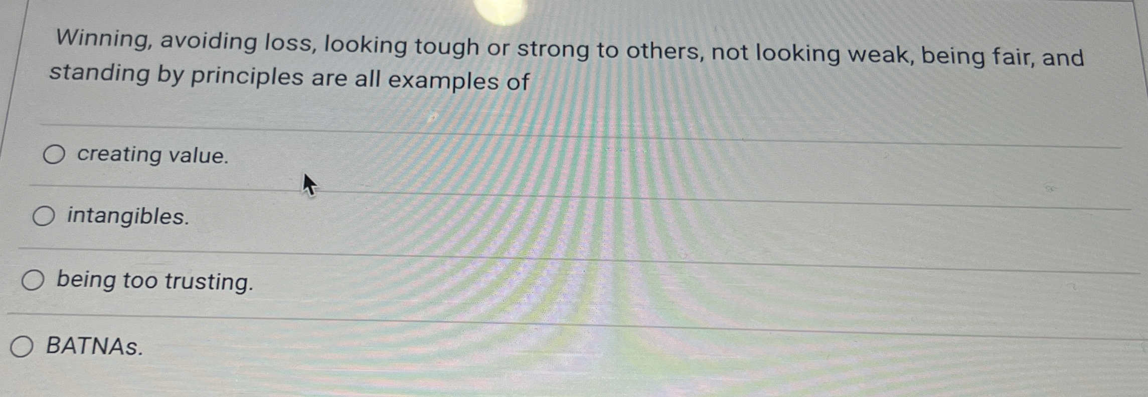 Solved Winning, avoiding loss, looking tough or strong to | Chegg.com