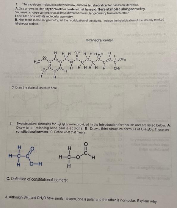 Solved 1. The capsicum molecule is shown below, and one | Chegg.com