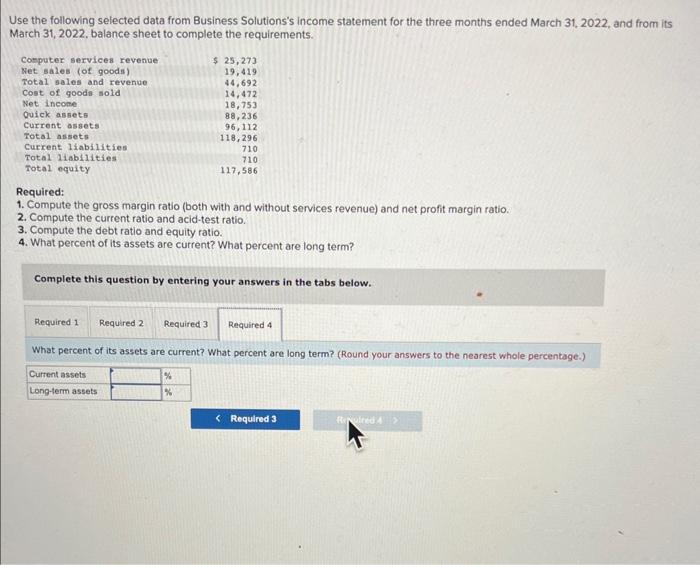Solved Use the following selected data from Business | Chegg.com