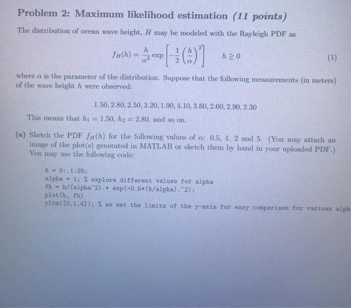 Problem 2: Maximum likelihood estimation (11 points) | Chegg.com