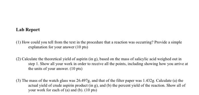 Solved Lab Report (1) How could you tell from the text in | Chegg.com